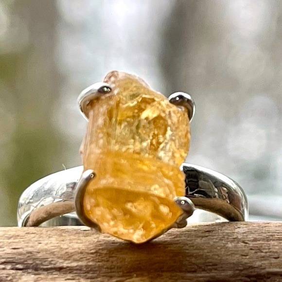 Jewelry | Natural Raw Golden Brazilian Imperial Topaz Rough Ring Sz 6 ...